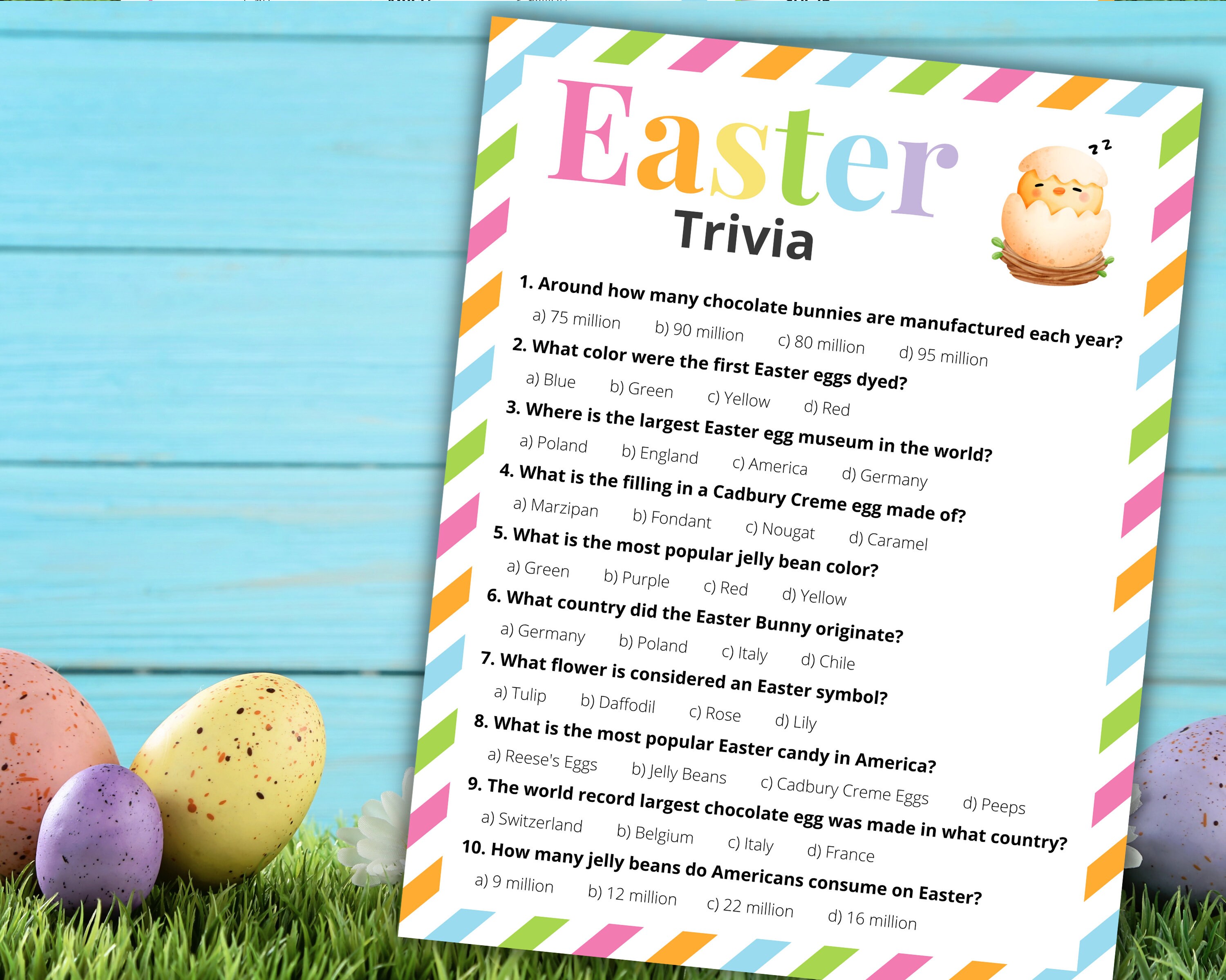 Easter Trivia Printable Easter Game Easter Activity for | Etsy