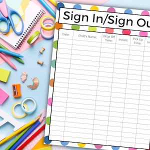 Sign in Sheets for Daycare, School, Preschool, Sports, Recreational ...