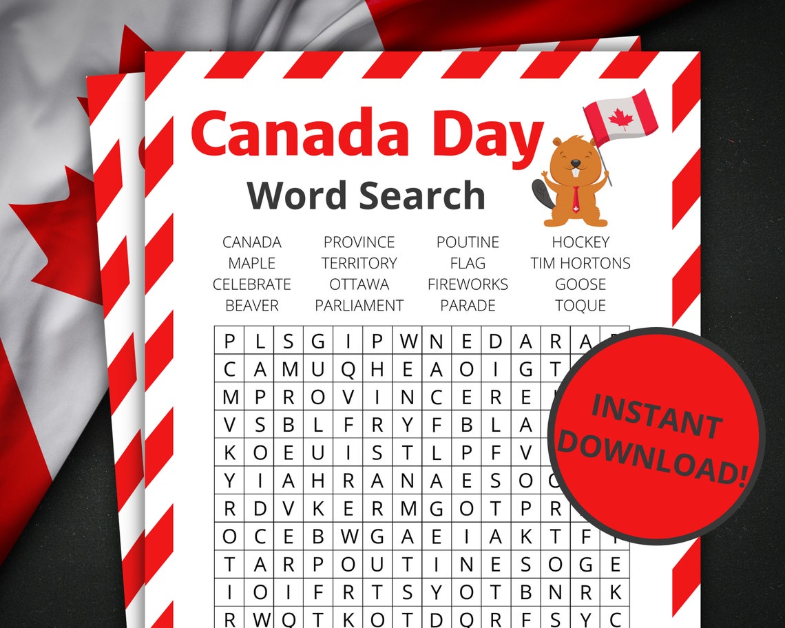 Canada Day Word Search Printable Canada Day Game Canada | Etsy