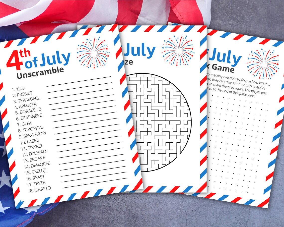 Fourth of July Game Bundle Printable Fourth of July Games - Etsy