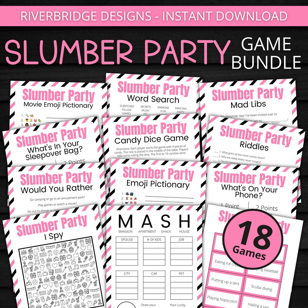 Slumber Party Game Bundle | Printable Sleepover Games for Kids and ...