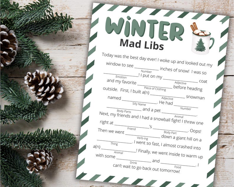 Winter Mad Libs | Printable Snow Day Activity for Kids and Adults ...