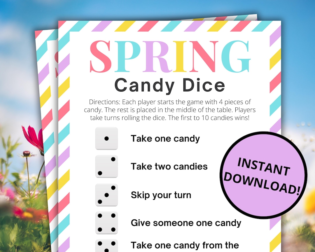 Spring Candy Dice | Printable Spring Game | Spring Activity for Kids ...