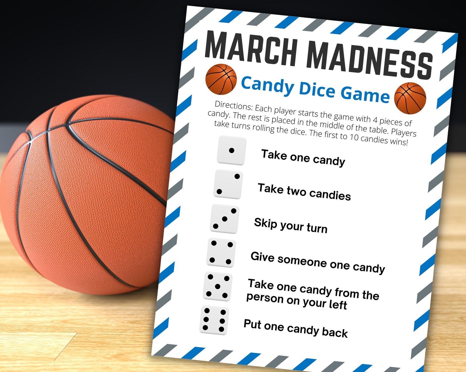 March Madness Candy Dice Game Printable March Madness Game - Etsy