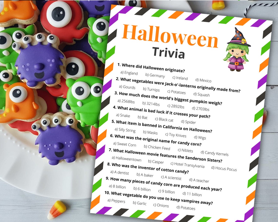 Halloween Trivia | Printable Halloween Game | Halloween Activity for ...