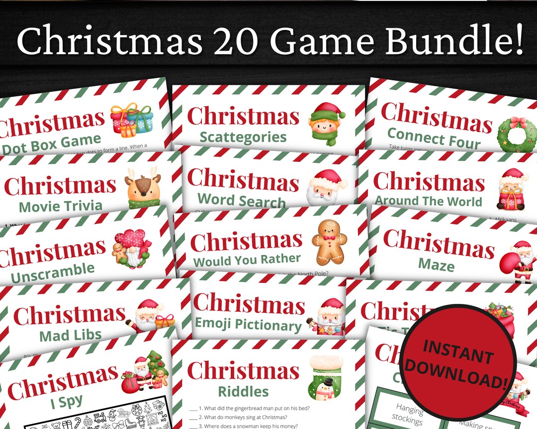 Christmas Game Bundle Printable Christmas Games for Kids and - Etsy