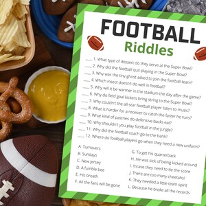 Football Riddles | Printable Football Game | Football Activity for Kids ...