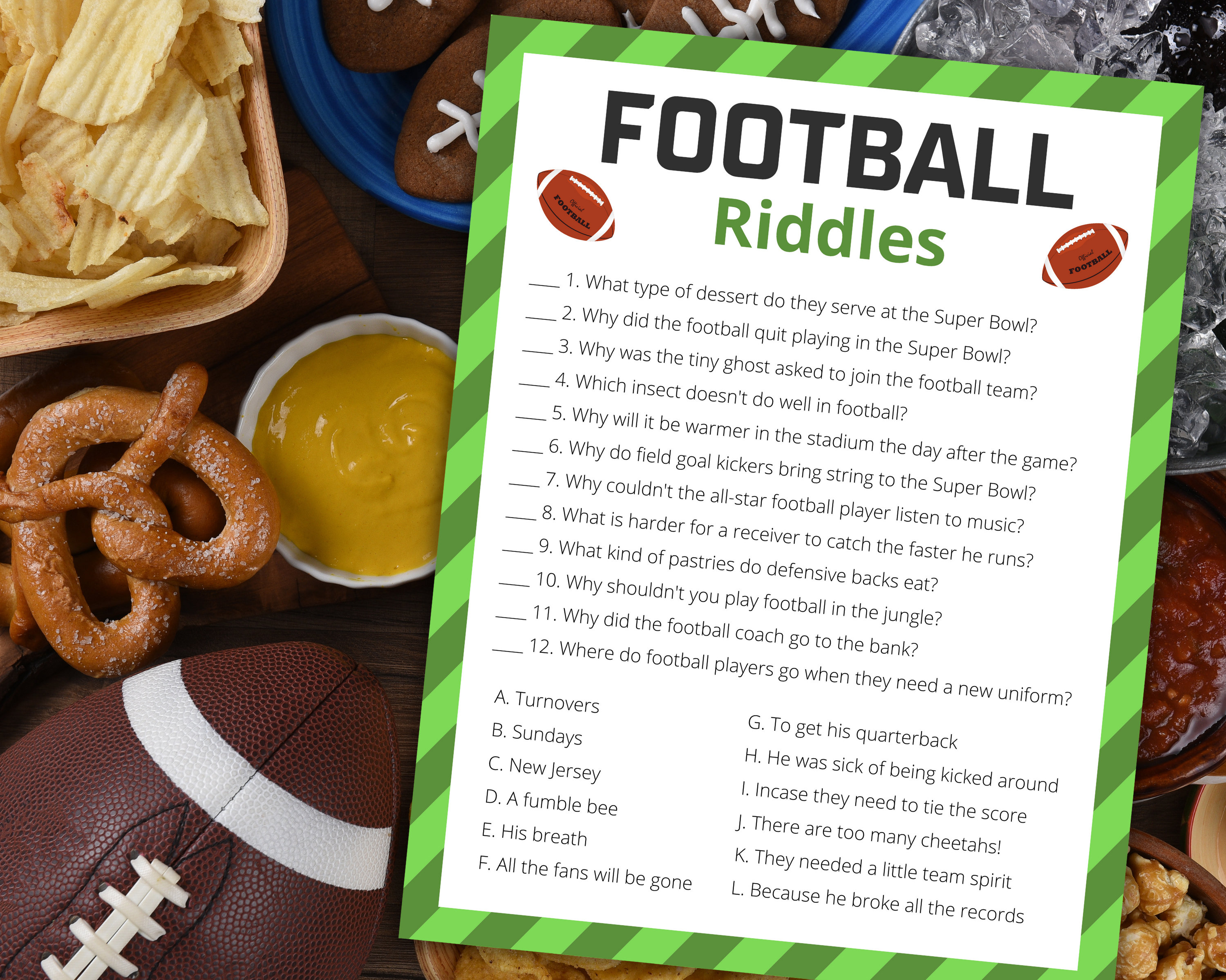 Football Riddles | Printable Football Game | Football Activity for Kids ...
