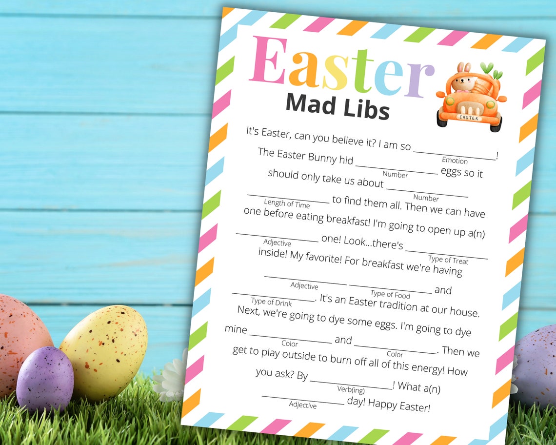 Easter Mad Libs Printable Easter Game Easter Activity for - Etsy