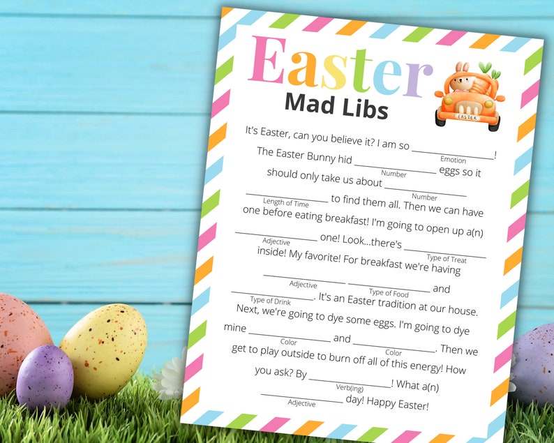 Easter Mad Libs Printable Easter Game Easter Activity for - Etsy