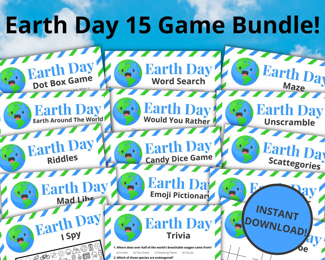 Earth Day Game Bundle Printable Earth Day Games for Kids and Adults ...