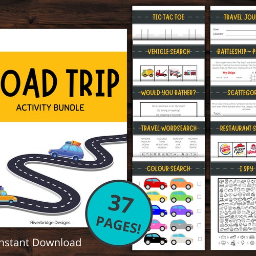 Road Trip Activity Printables Travel Kid Games Bundle - Etsy