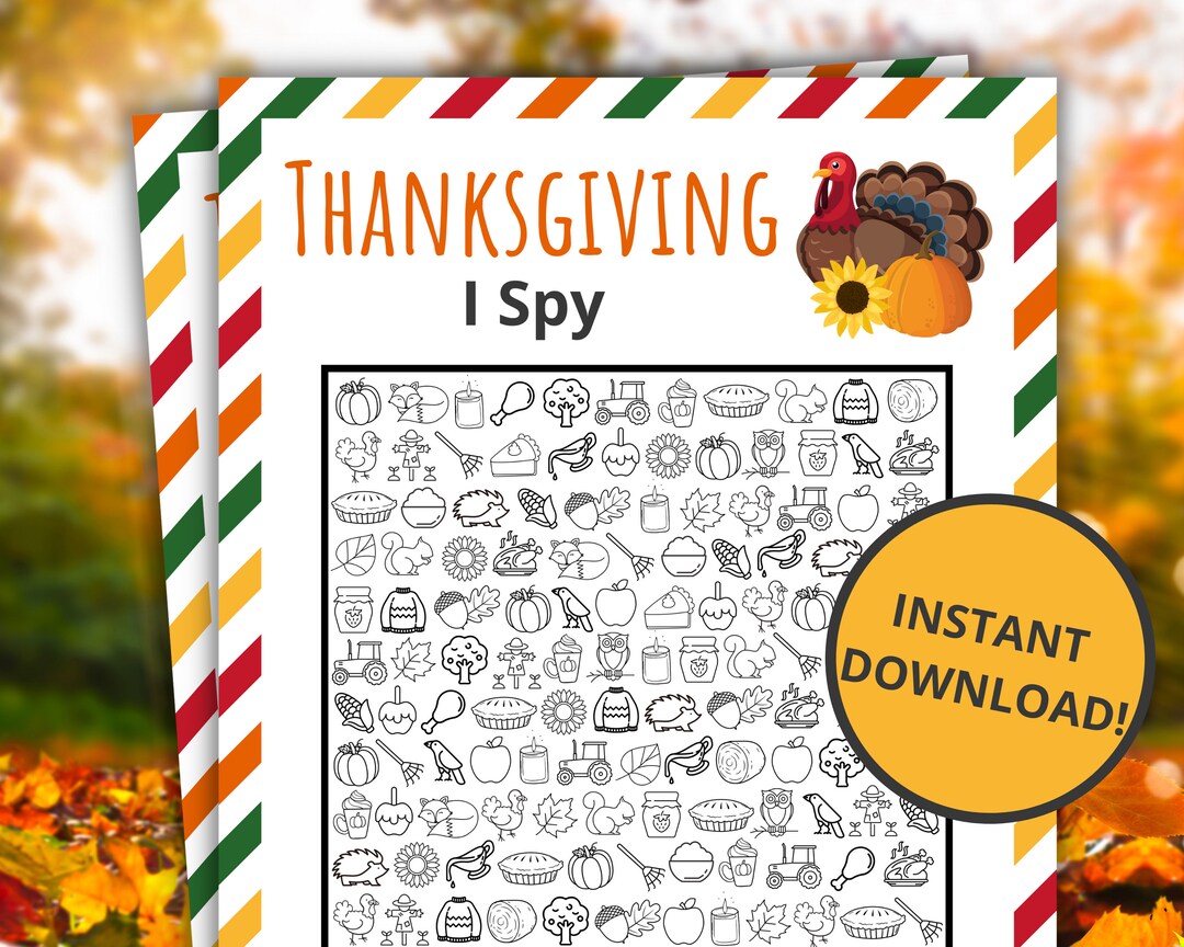 Thanksgiving I Spy | Printable Thanksgiving Game | Thanksgiving ...