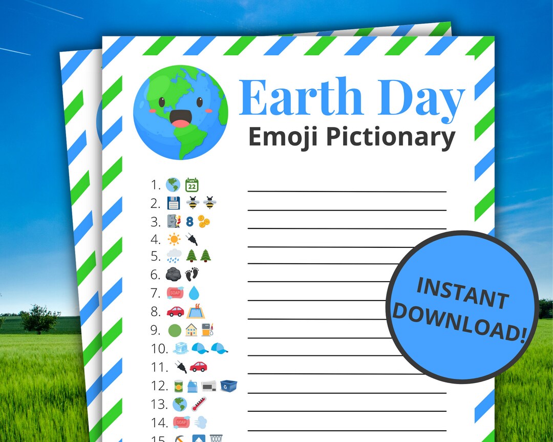 Earth Day Emoji Pictionary | Printable Earth Day Games for Kids and ...