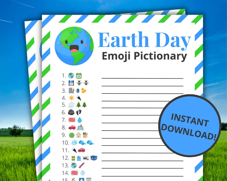 Earth Day Emoji Pictionary | Printable Earth Day Games for Kids and ...