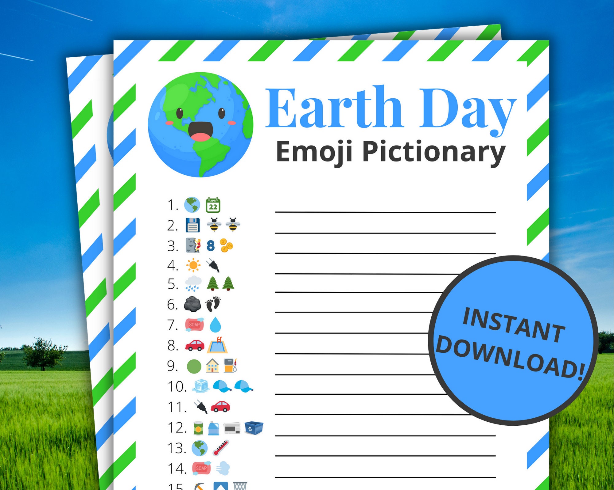 Earth Day Emoji Pictionary Printable Earth Day Games for | Etsy New Zealand