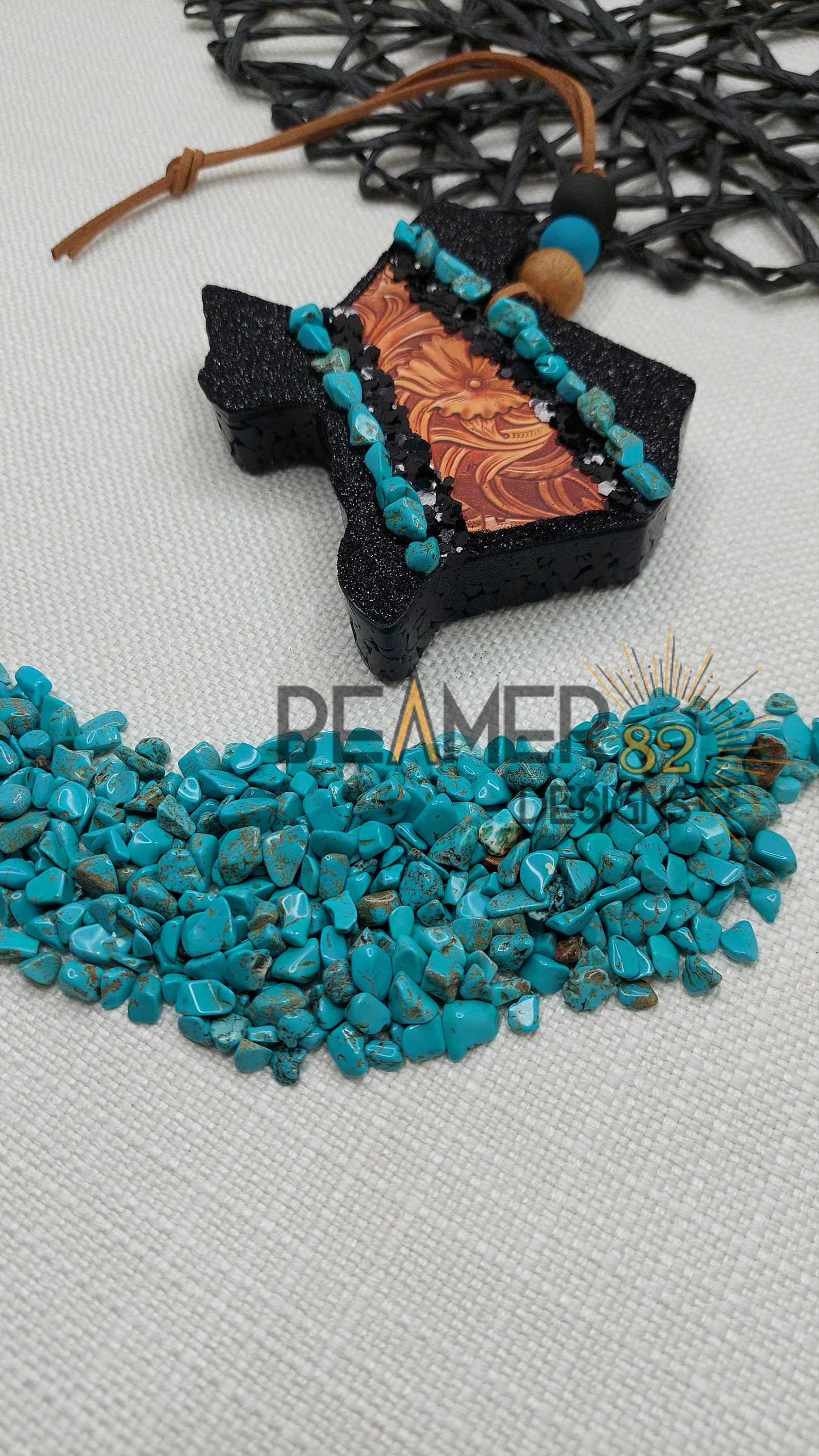 Texas Freshie Tooled Leather Print and Turquoise Air - Etsy