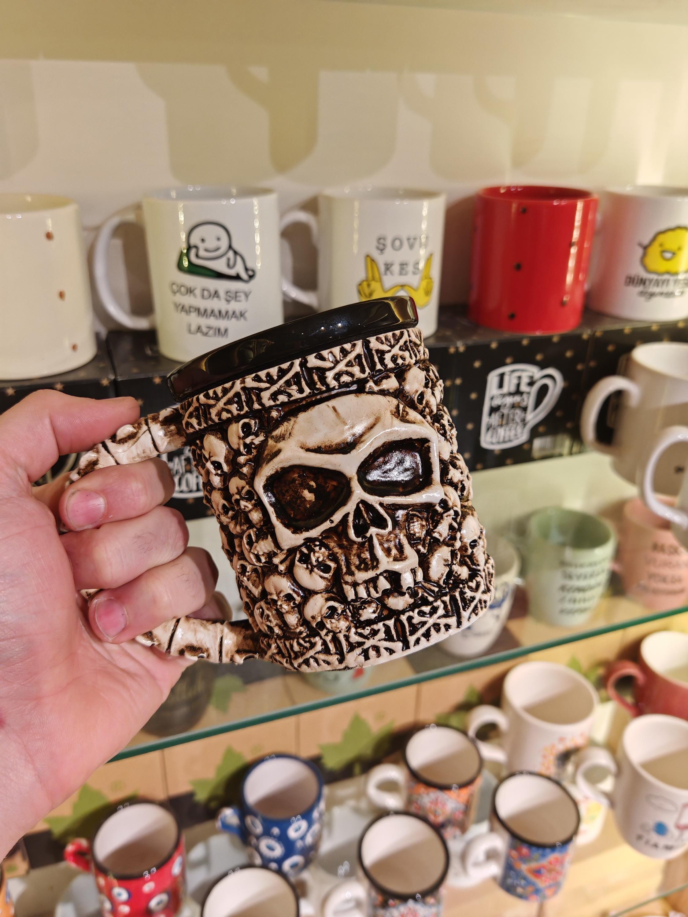 Gothic Skull Mug – 3D Bone & Skeleton Handle Cup With Ceramic Insert ...