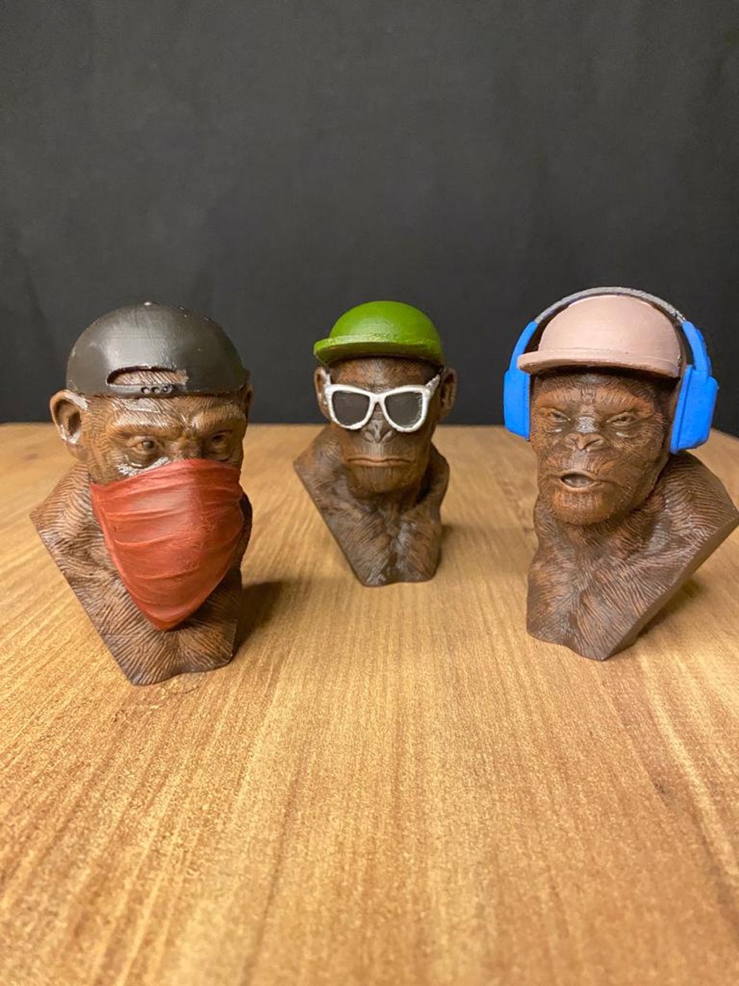 3 Wise Monkey Statue, See-hear-speak Figurines, Gangsta Monkey ...
