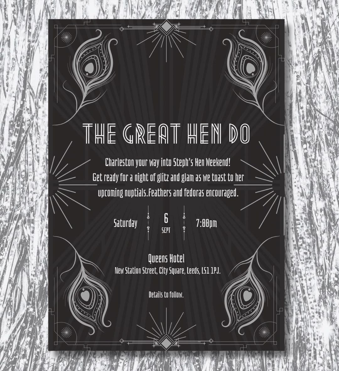 Gatsby Hen Party Invite Invitation Itinerary Bundle DIGITAL Printable ...