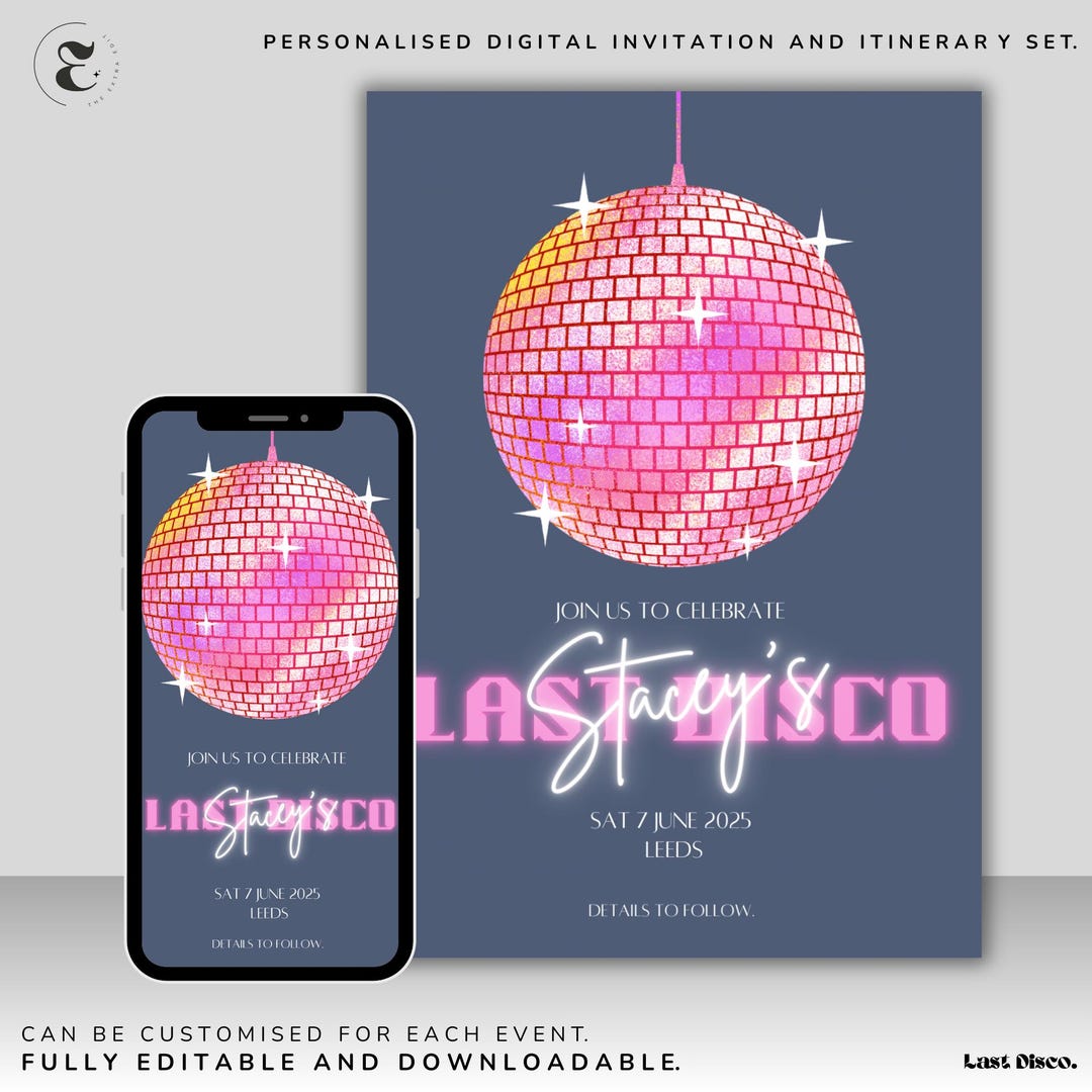 Last Disco Hen Party | Invitation and Itinerary Set | DIGITAL Printable ...