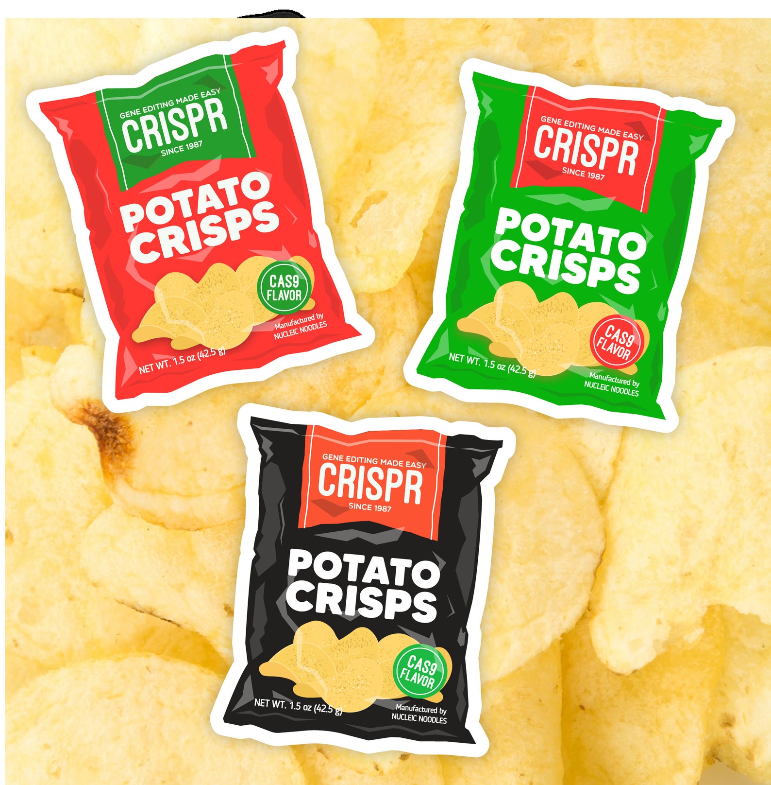 CRISPR Potato Crisps Sticker | Biology Sticker, Microbiology Sticker ...