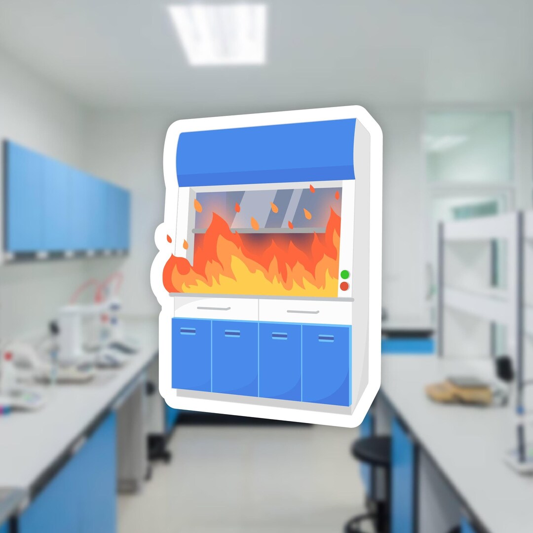 Burning Fume Hood Sticker | Dumpster Fire Sticker, Funny Science ...