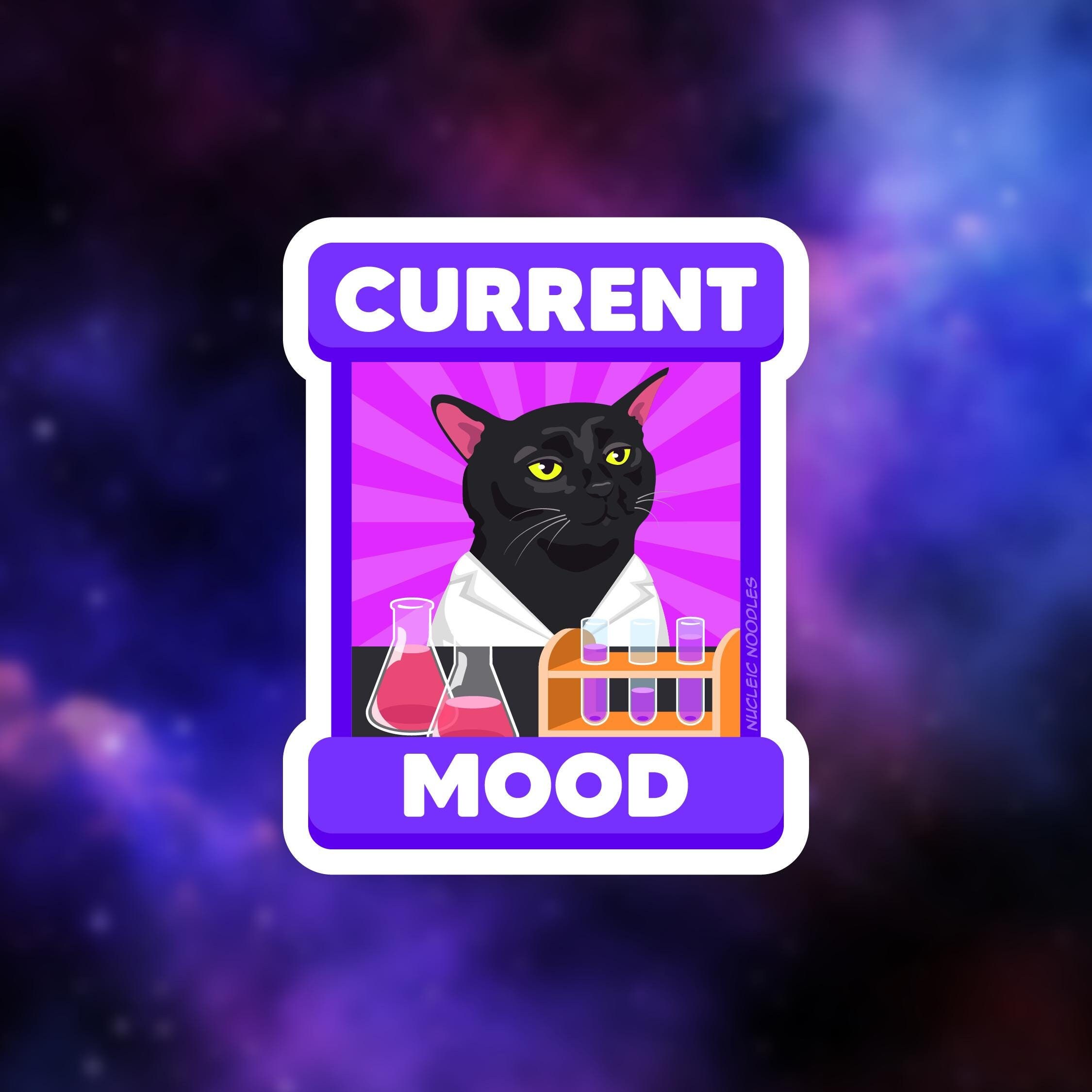 Current Mood Sticker | Funny Black Cat Meme Sticker, Science Sticker ...