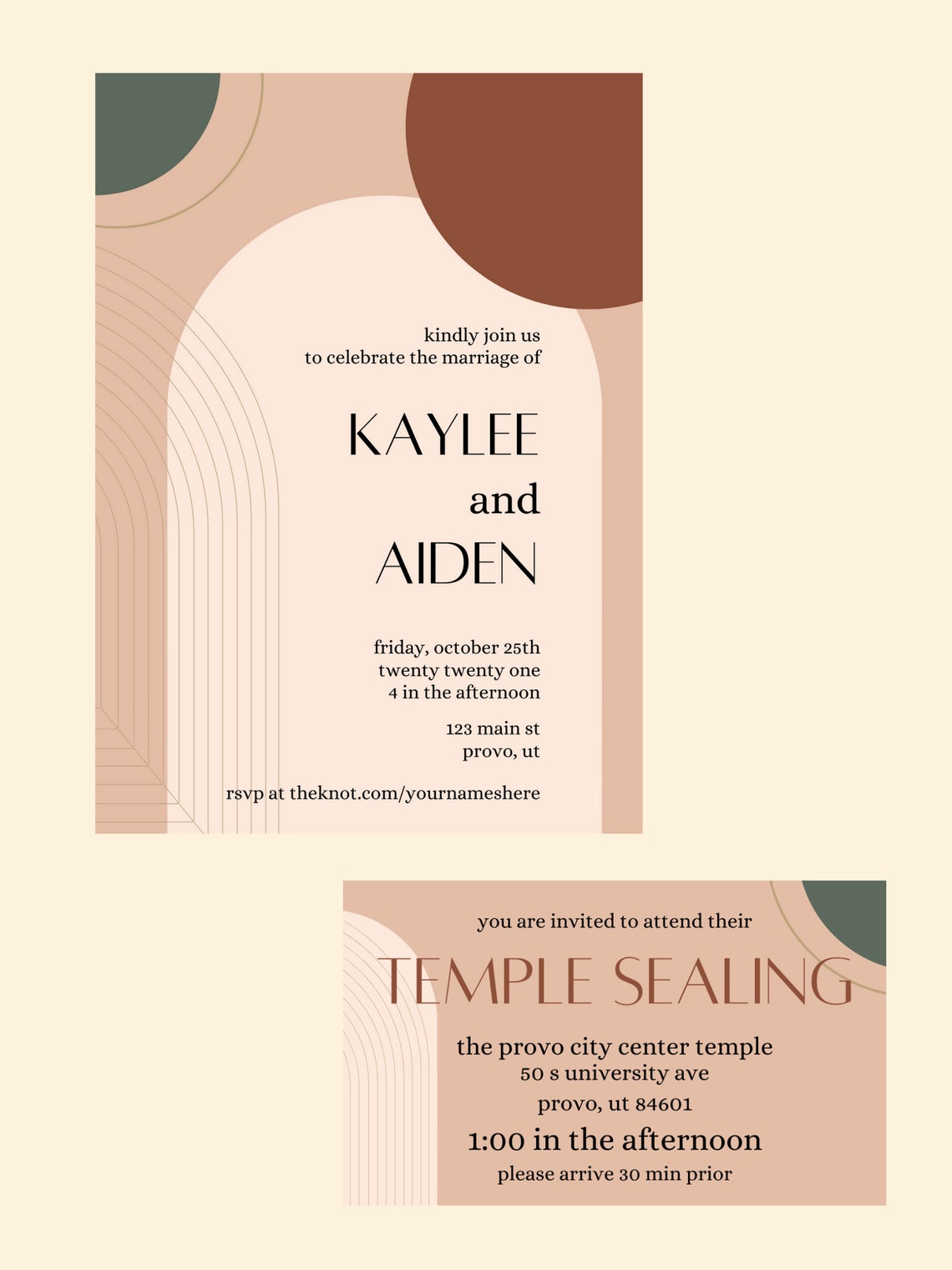 Editable LDS Bohemian Arch Wedding Invitation/temple Sealing Invitation ...