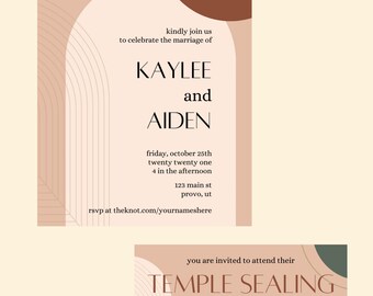 Editable LDS Minimalistic Wedding Invitation/Temple Sealing | Etsy