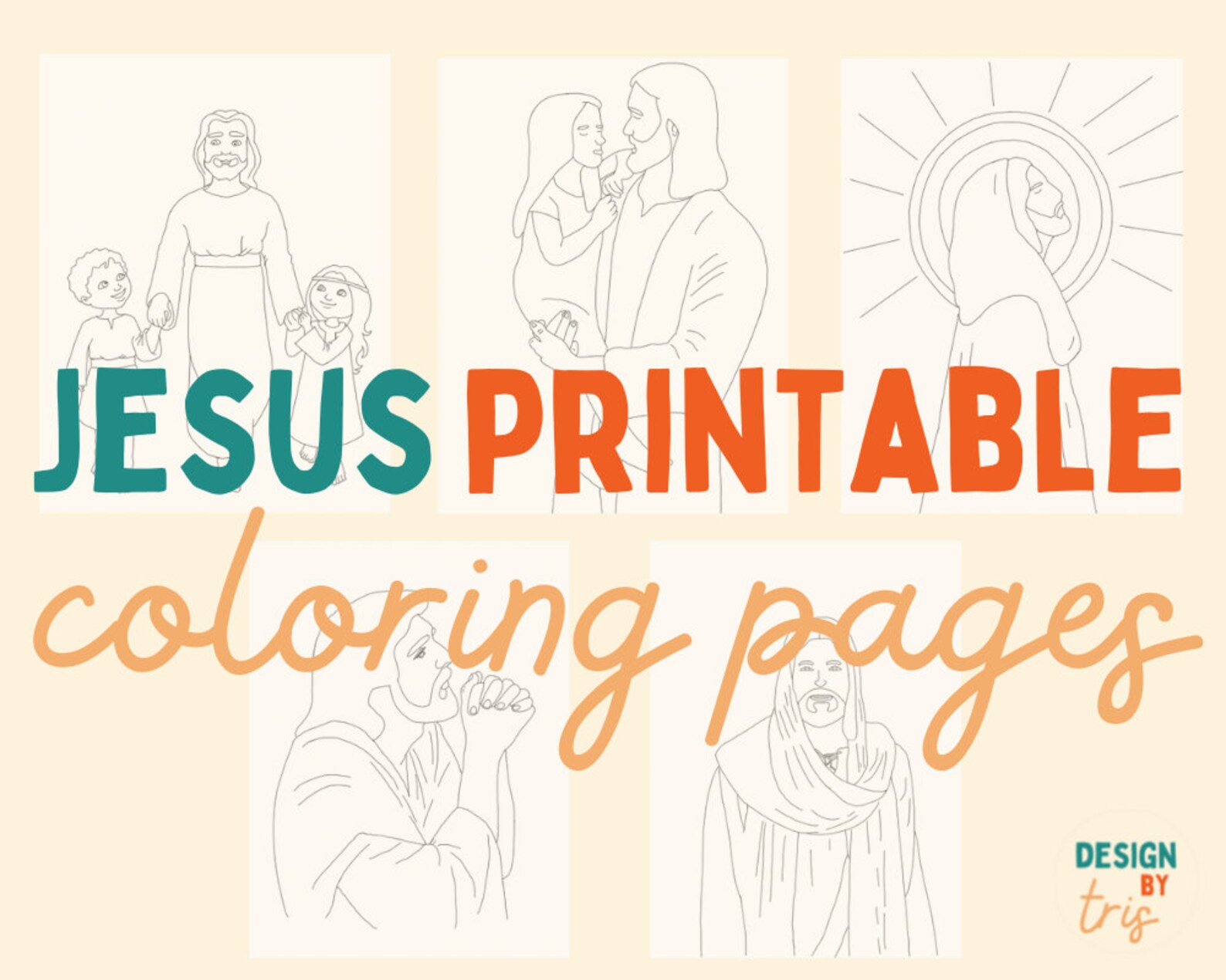 Jesus Printable Coloring Pages, 5 Pages, Digital Download - Etsy