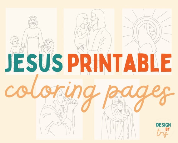 Jesus Printable Coloring Pages 5 Pages Digital Download - Etsy