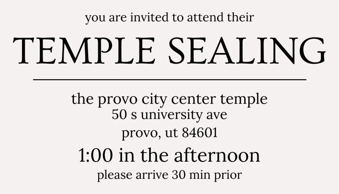 Editable LDS Minimalistic Wedding Invitation/temple Sealing Invitation ...