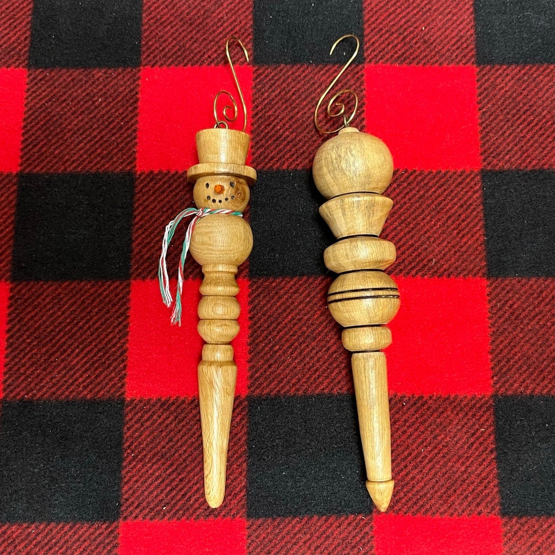 Set of 2 Ornaments, Snowman Ornament, Tree Ornament, Handmade Ornament ...