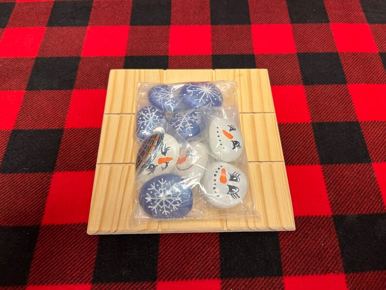 Tic Tac Toe Winter Christmas Wooden and Stone Snowman Game - Etsy