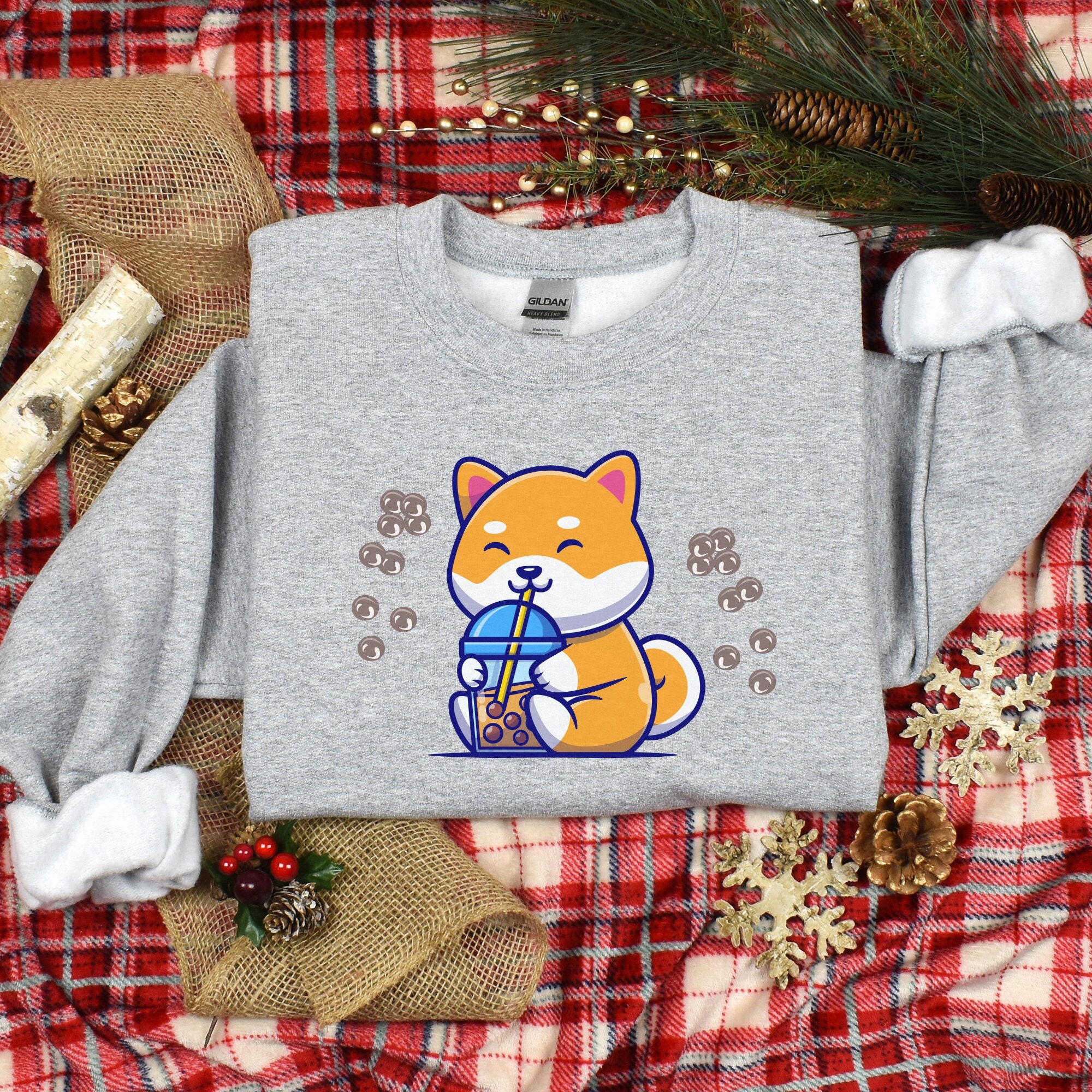 Shiba Inu Sweatshirt Boba Sweatshirt Shiba Inu Gifts Boba - Etsy
