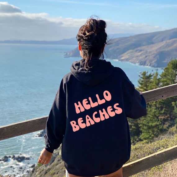 Hello Beaches Trendy Hoodie Ocean Beach Funny Hoodies Words - Etsy
