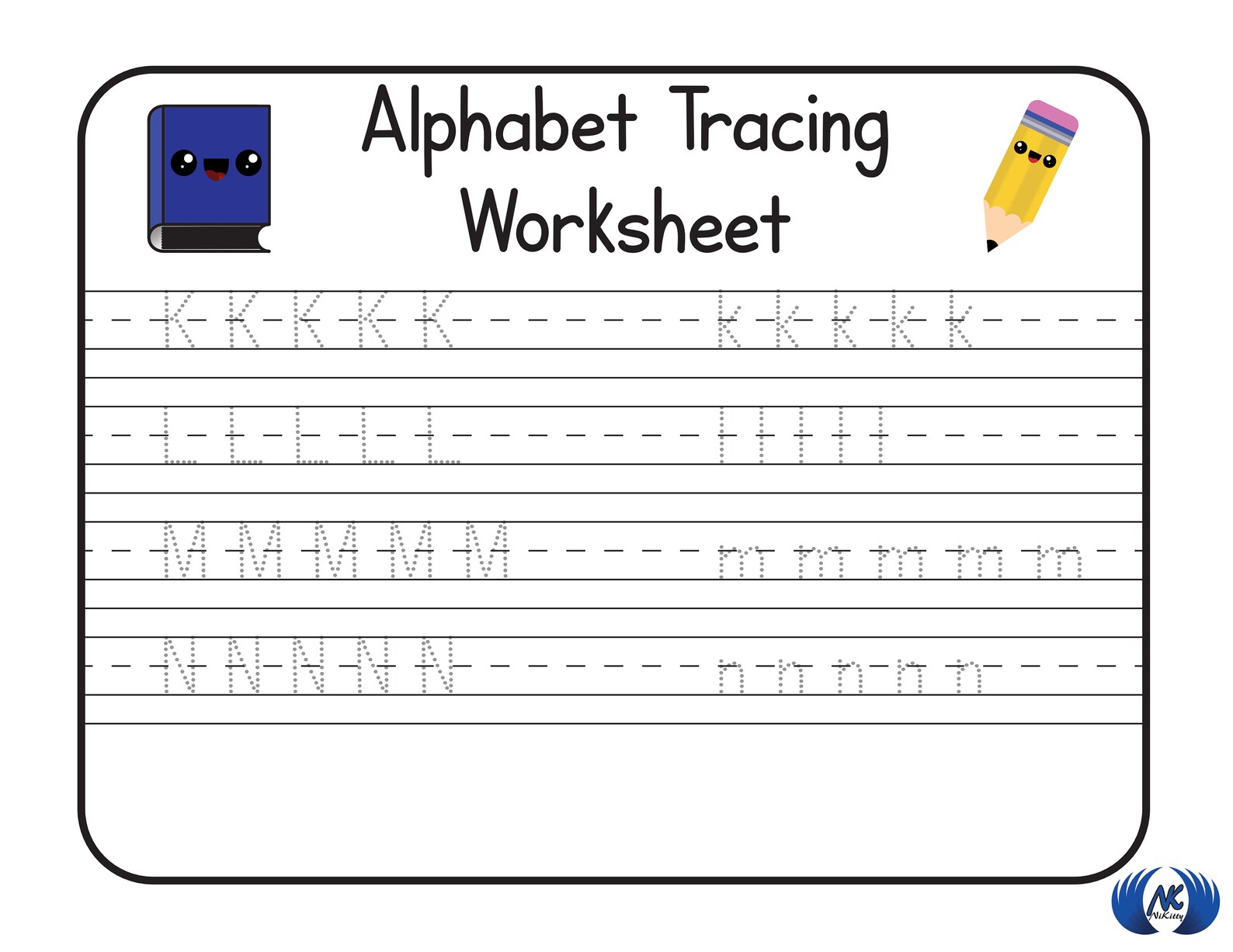 Printable Alphabet Tracing Worksheet, Letter Tracing Worksheet - Etsy