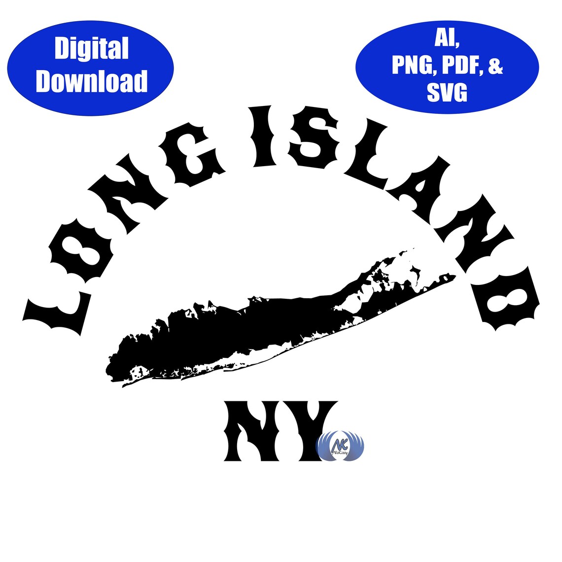 Long Island New York SVG, DXF, Adobe Illustrator & PNG Download Version ...