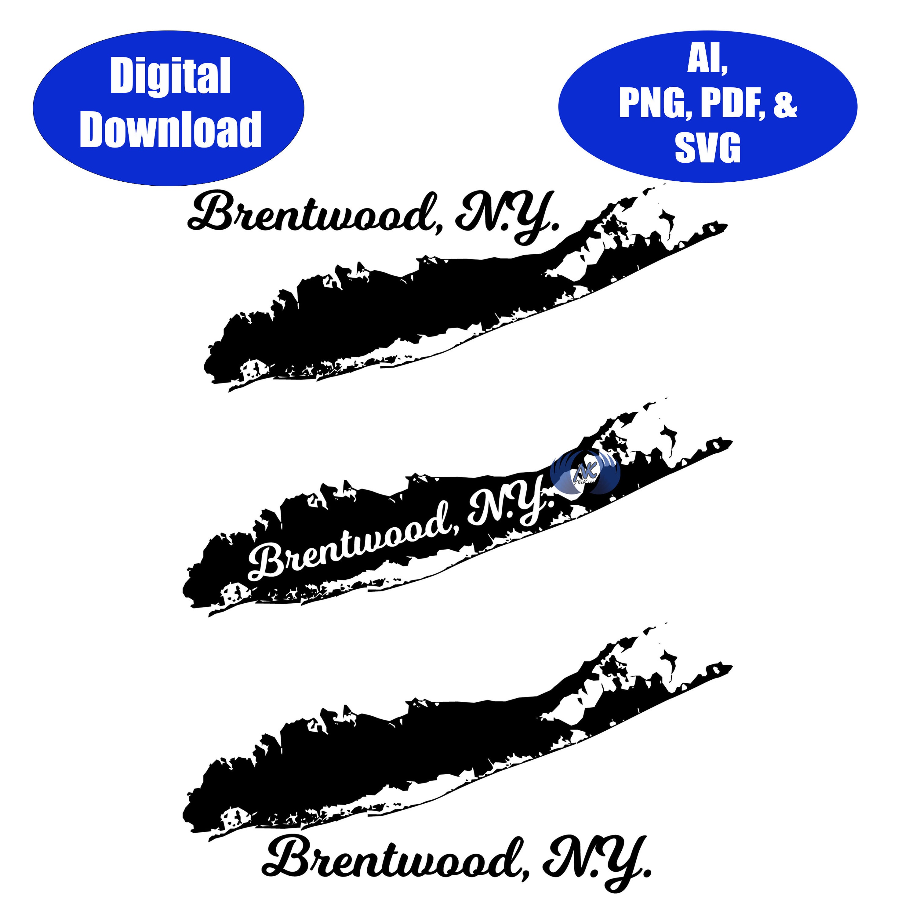 Custom Cities of Long Island New York SVG, DXF, Adobe Illustrator & PNG ...