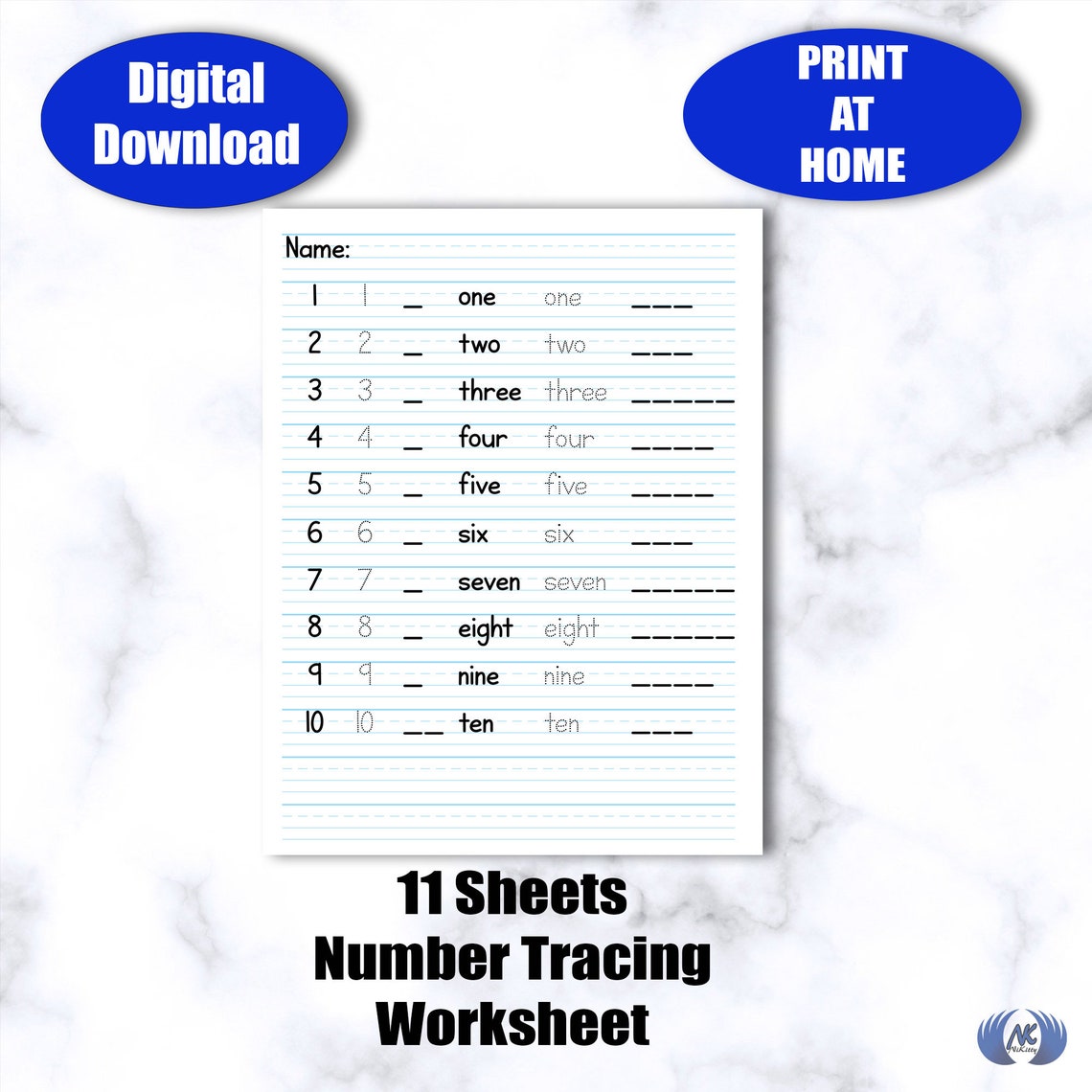 Printable Number Tracing Worksheets, Handwriting Practice - Etsy