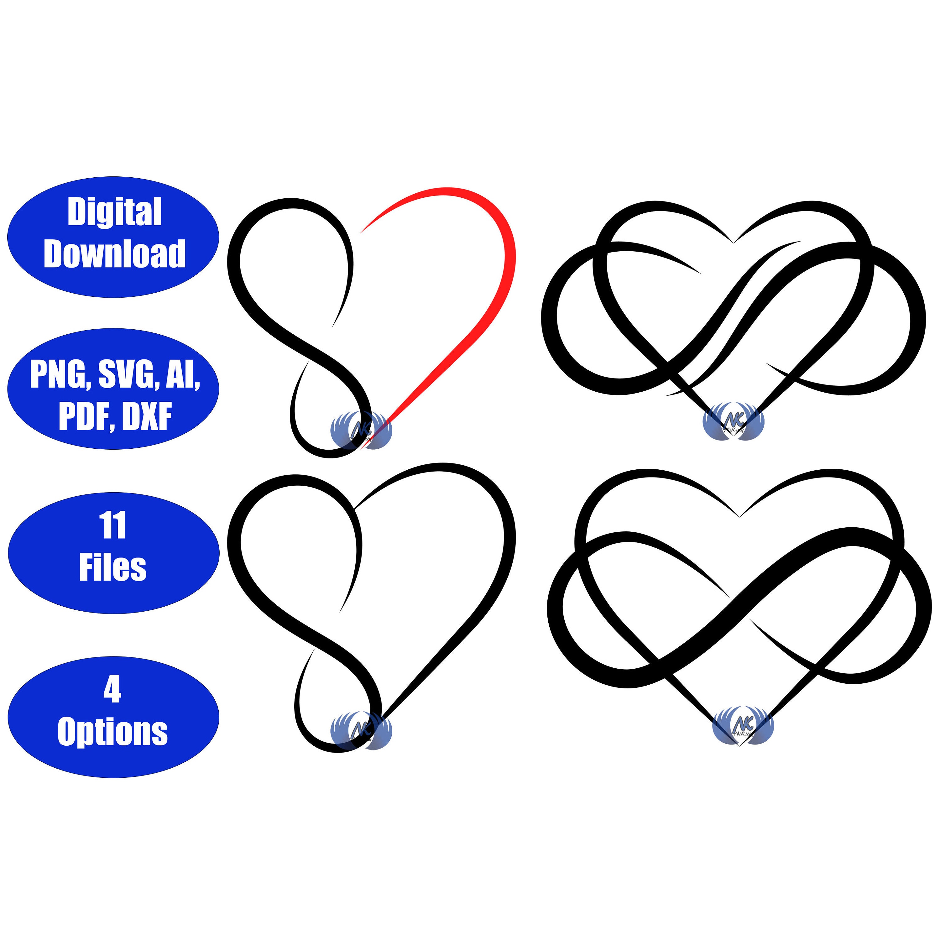Infinity Heart SVG, DXF, Adobe Illustrator & PNG Download Only - Etsy