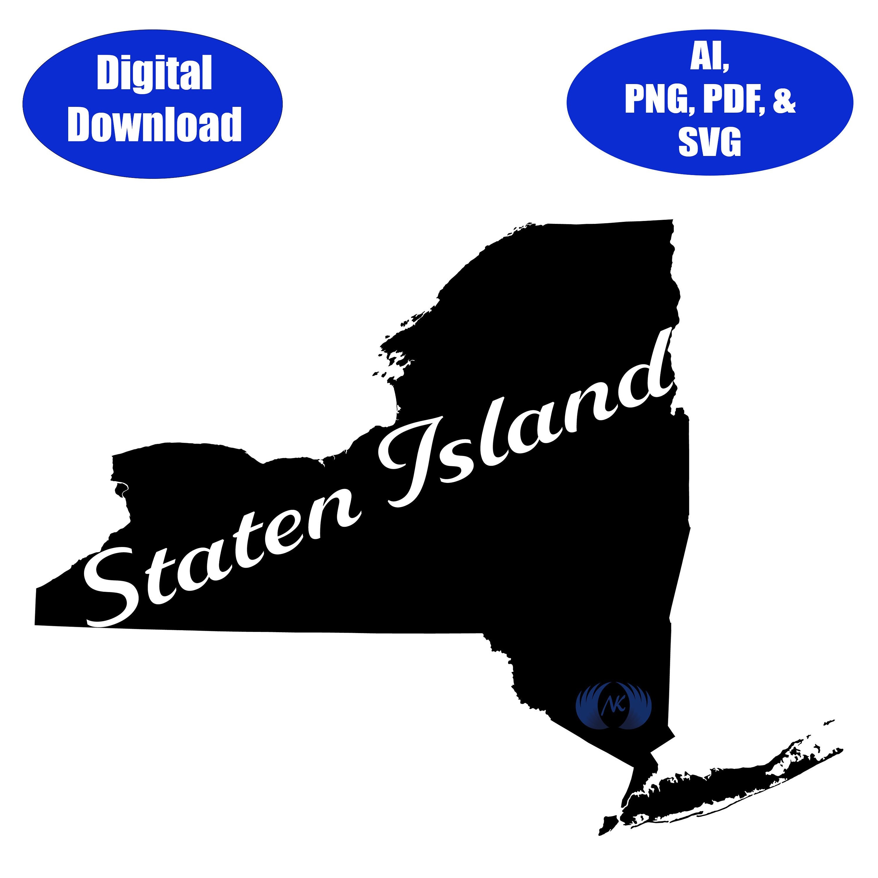 Staten Island New York State SVG, PDF, Adobe Illustrator & PNG Digital ...