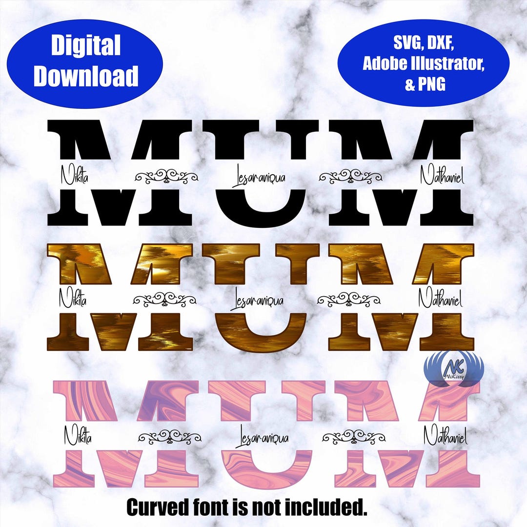 Mum Split Name Frame SVG, Adobe Illustrator, & PNG Download Only - Etsy