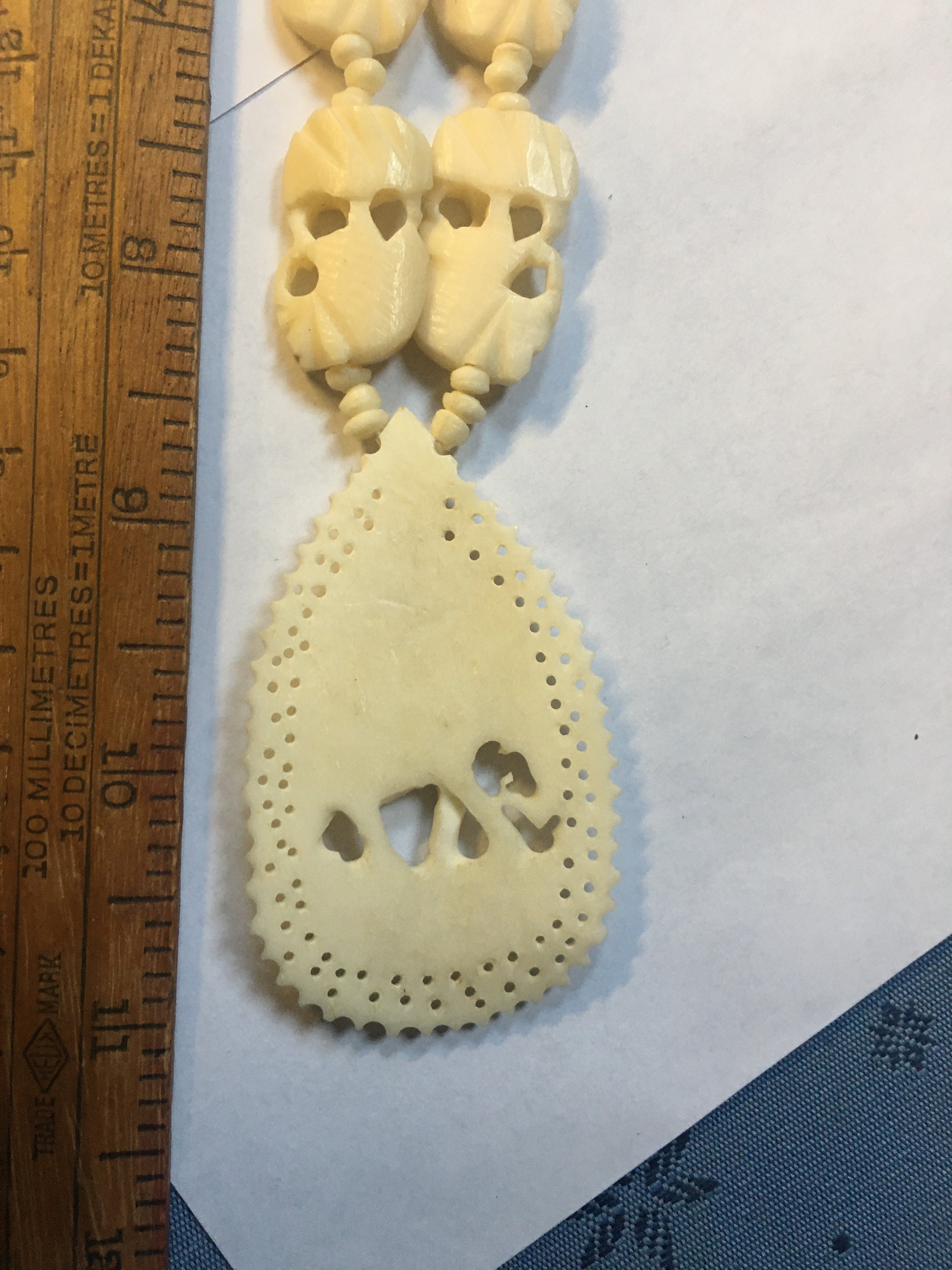 Chinese Carved Bone Elephant Necklace - Etsy