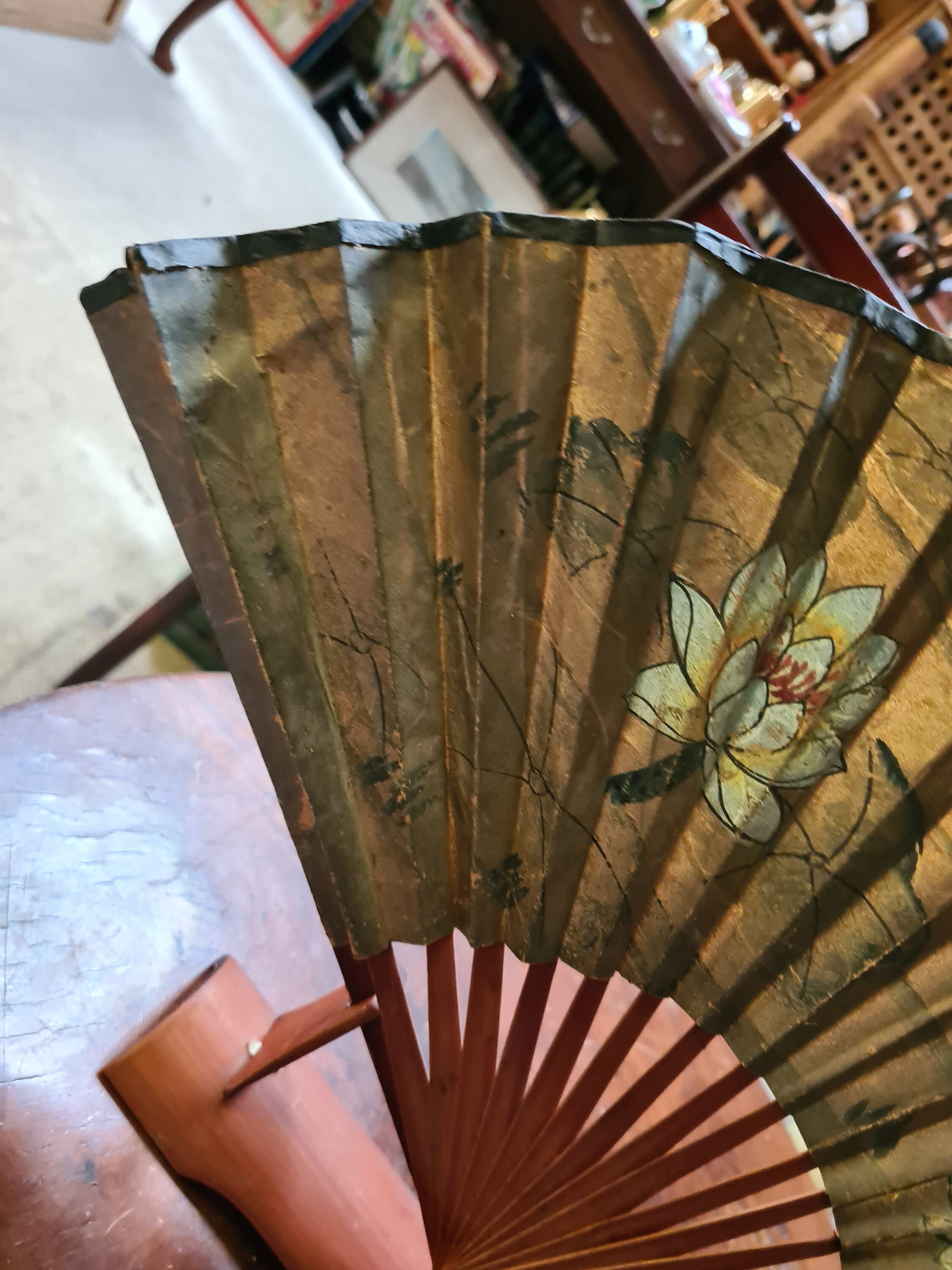 Vintage Oriental Fan With Stand - Etsy