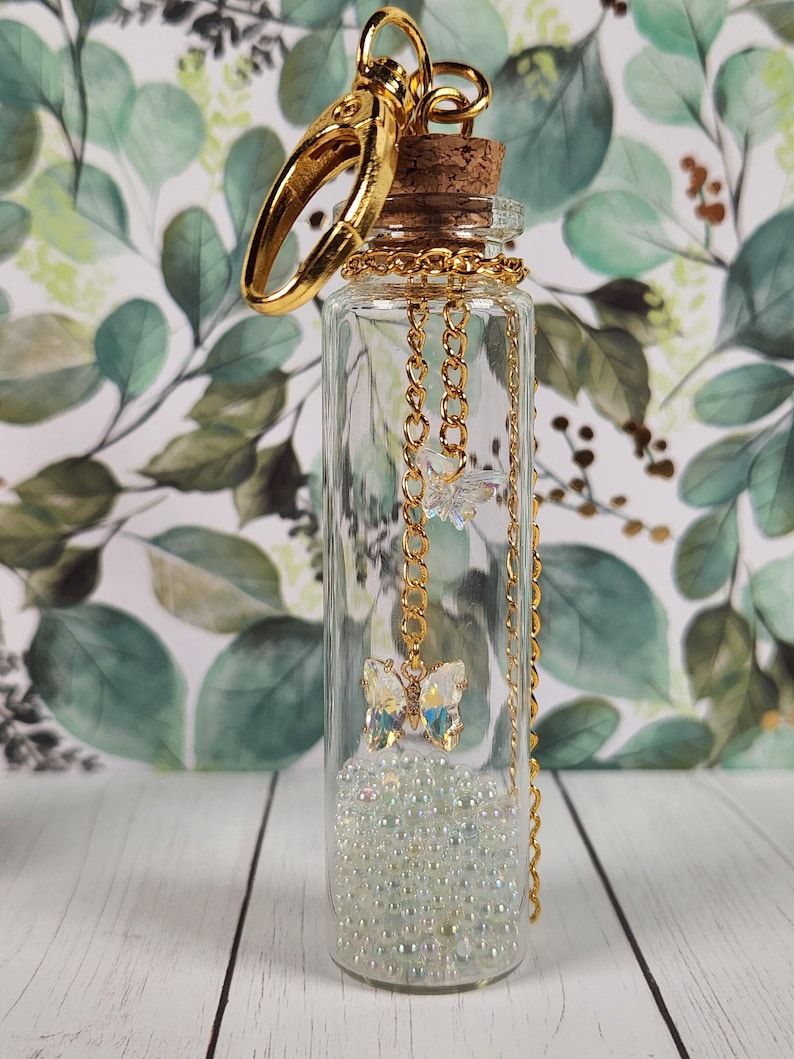 Crystal Butterfly Bottle Keychain - Etsy