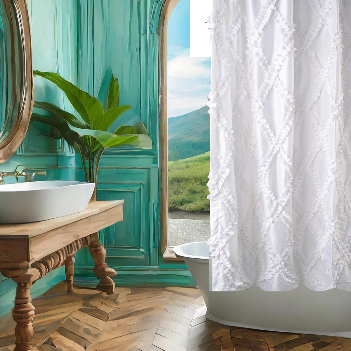 Hand Made Metallic Toned Faux Silk/polyester Dupion Fabric Shower ...