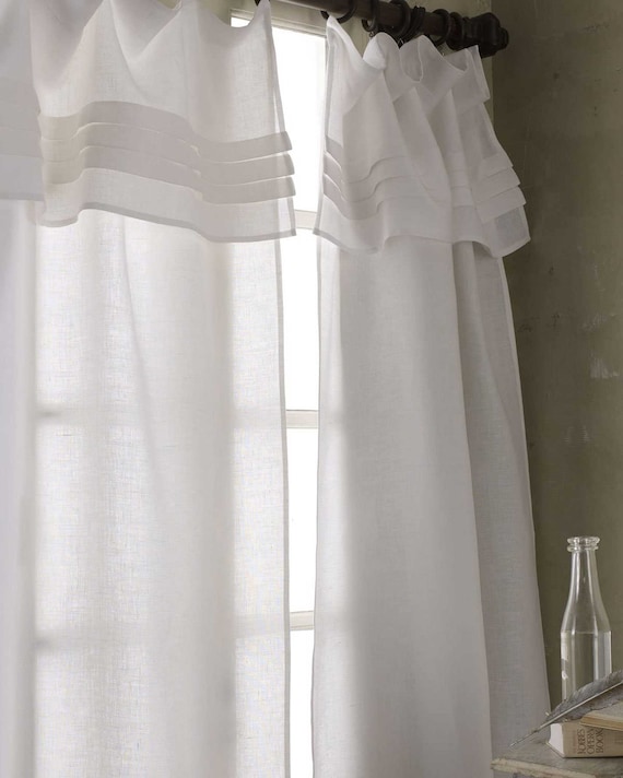 Organic Linen Pleated Valance Living Room Unlined Rod Pocket | Etsy