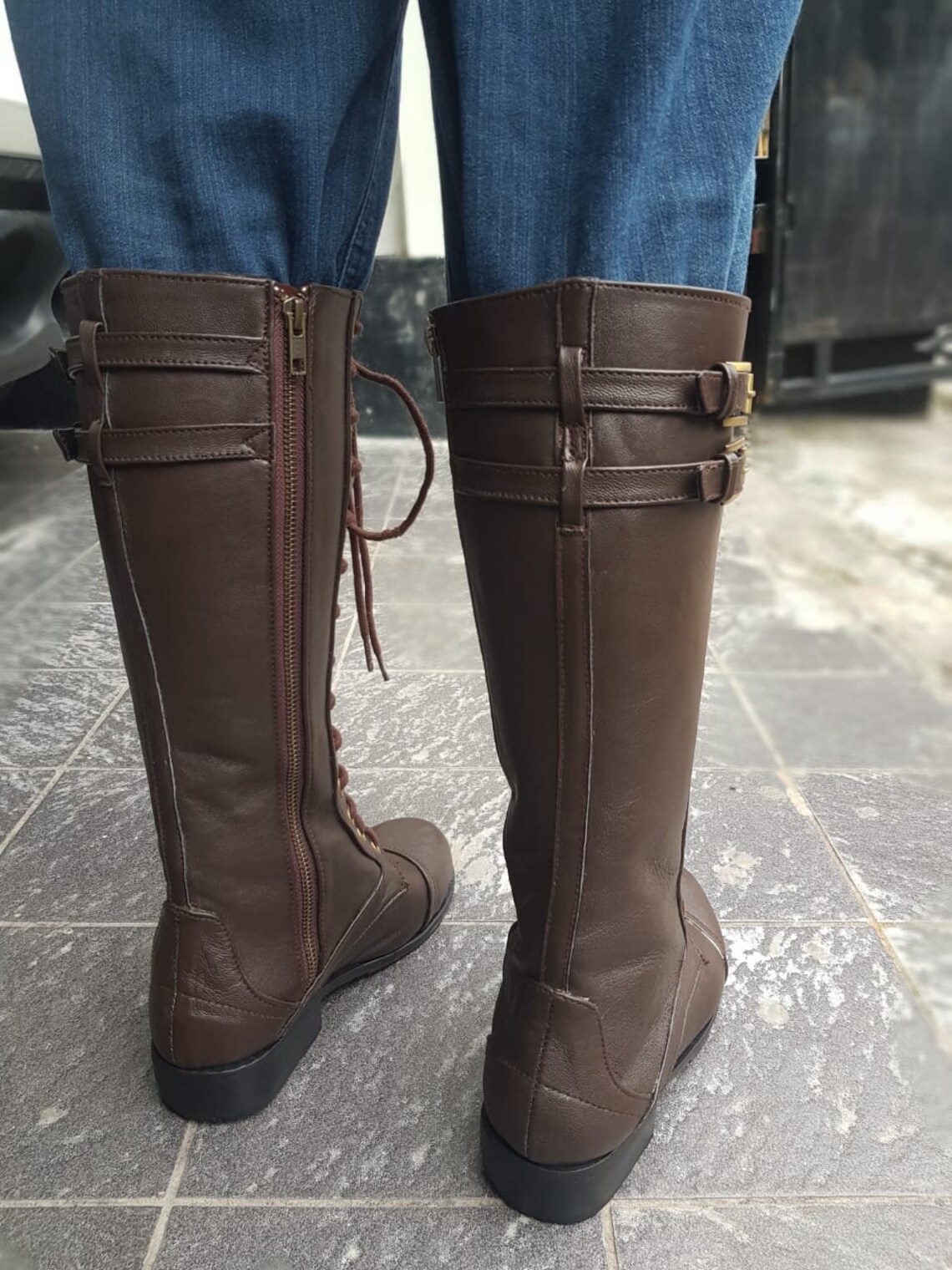 Boots Woman Knee High Boots Lace up Boots Leather Boots - Etsy